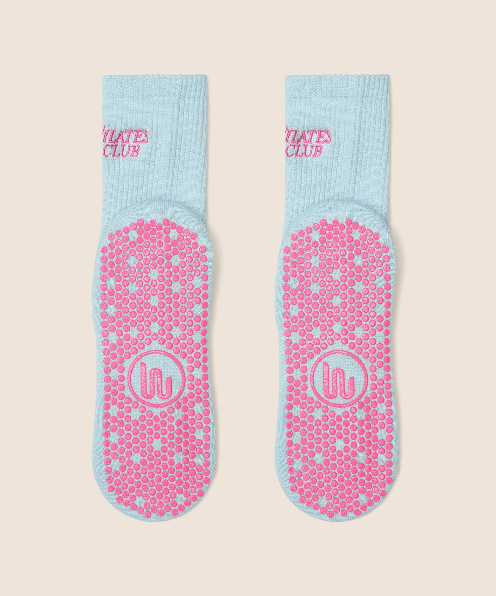 Crew Non Slip Grip Socks - Pilates Club Blue